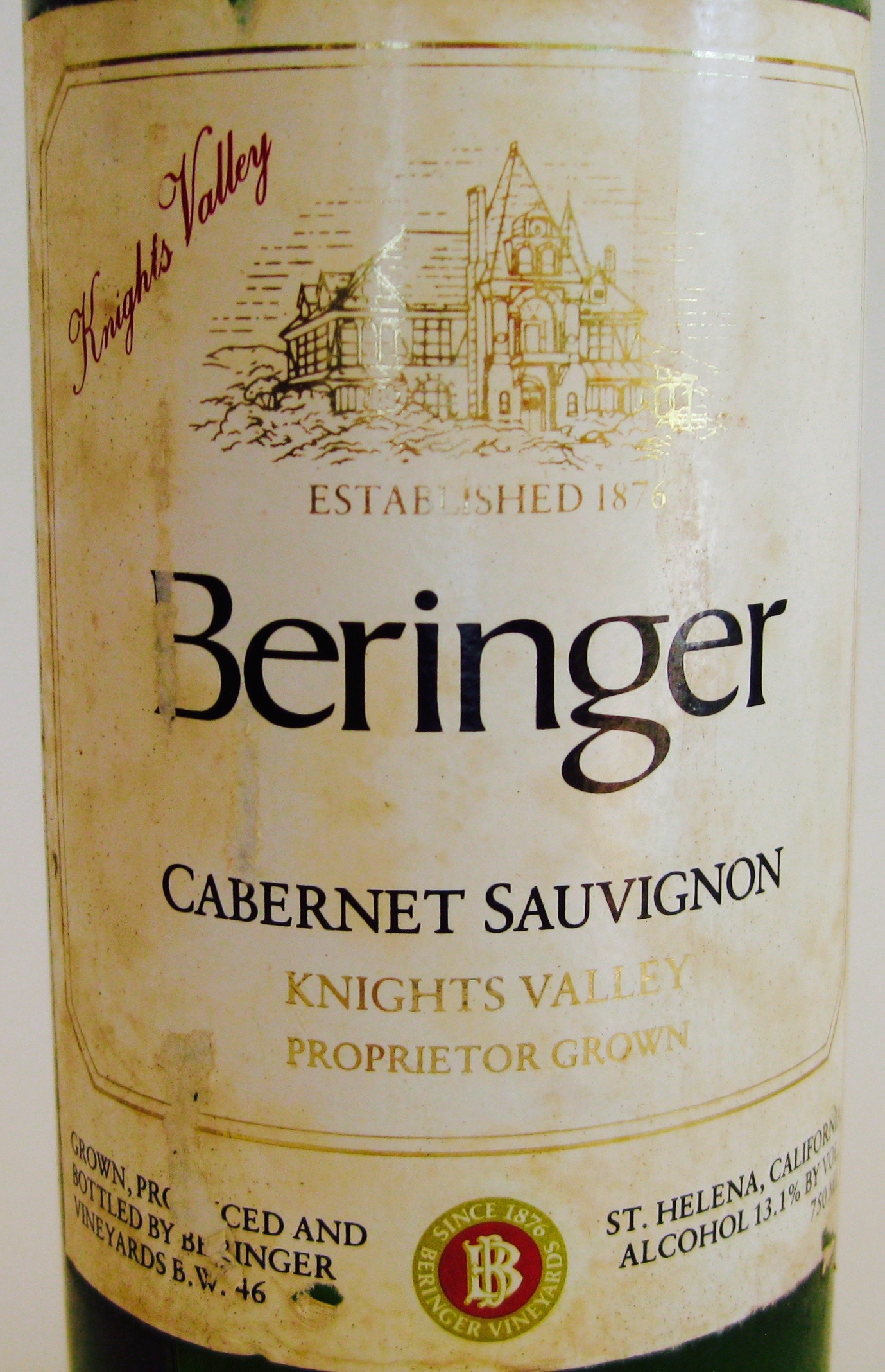 1982 Beringer Cabernet Sauvignon | John Mahoney Drinks Wine